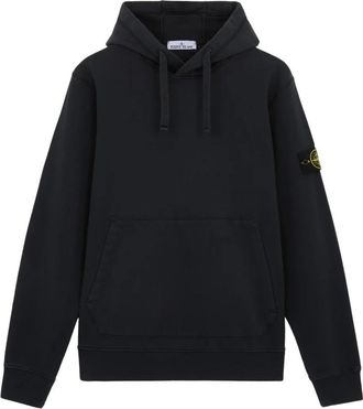 Stone Island Cotton Fleece Hoodie - - Sweatshirts & Hoodies - Herren - Blau - S