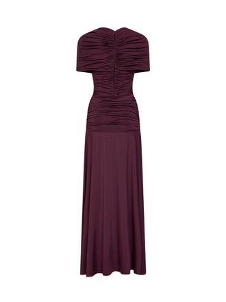 Self Portrait Womens Maxi Dress Burgundy Jersey Viscose