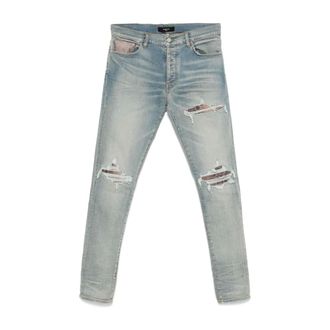 Amiri Homme, Jeans, Bleu, Taille: W30 Jean Denim Déchiré avec Détails en Peau de Serpent