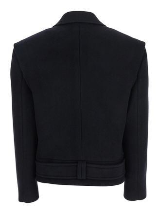 Balmain Womens Black Wool Jacket With Wide Lapels Virgin Blazers
