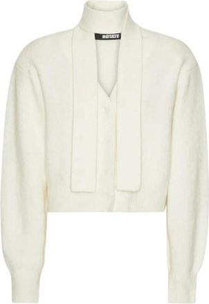 Rotate Rotate Birger Christensen, Femme, Pulls, Blanc, Taille: 40 FR Cardigan en Tricot avec &Eacute;charpe