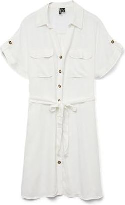 Vero Moda Vmbumpy SS Short Shirt Dress WVN GA Noos Court, Blanche-Neige, XL Femmes