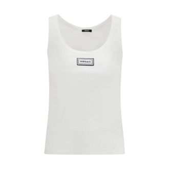 Versace Baumwoll-Freizeit Top mit Rundhalsausschnitt - - Tops - Damen - Wei&szlig; - M