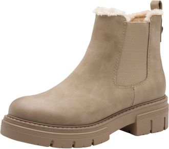 Marco Tozzi Damen Chelsea Boots mit Rei&szlig;verschluss Warm, Braun (Taupe), 41 EU