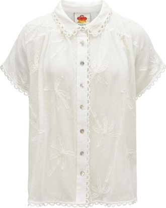 Farm Rio Palm Trees Scalloped Shirt