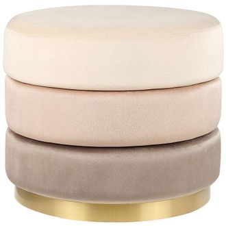 Beliani Pouf en Velours Beige Assise Suppl&eacute;mentaire de Salon Repose-Pieds Glamour Louin