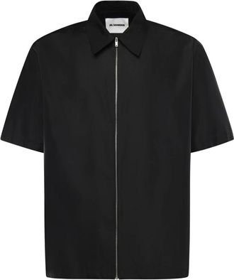 Jil Sander Homme, Chemises, Noir, Taille: 2XL Chemise &agrave; Manches Courtes Zipp&eacute;e