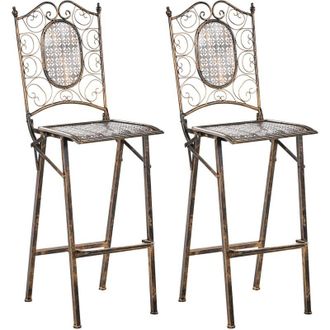 Beliani Beliani - Barstuhl 2er Set Schwarz Metall Klappbar Antik-Optik Vintage-Optik Romantischer Franz&ouml;sischer Pariser Stil Ohne Armlehne Balkon Terrasse