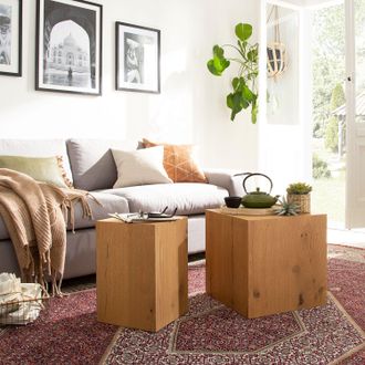 M&oslash;rteens home24 Beistelltisch Cubus II 40 x 40 x 40cm Braun/Eiche