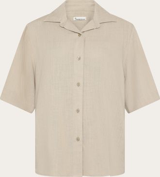 Knowledge Cotton Apparel Damen vegan Shirt Kurzarm Leinen Mix Light Feather Grau