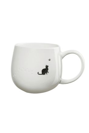 ASA Kaffeebecher Magu, Wei&szlig; Hochglanz, Keramik, Katze, 400 ml, 9.5 cm, Kaffee & Tee, Tassen, Kaffeebecher