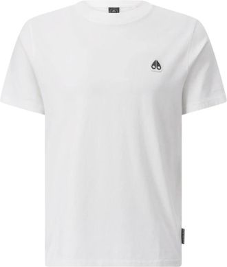 Moose Knuckles Homme, Tops, Blanc, Taille: S T-shirt avec logo