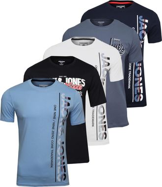 Jack & Jones Herren JJethan Tee SS Crew Neck T-Shirt, 5er Black, XXL