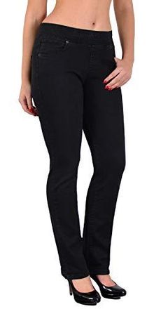 ESRA Jean Femme Straight Fit avec Ceinture &eacute;lastique Slim Fit Jeggings pour Femmes J500