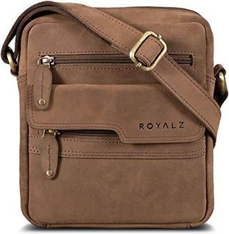 Royalz Oregon Sacoche à Bandoulière Petit Homme Cuir Véritable Sac à MainVintage pour Tablette iPad 9,7 Pouces Messager Besace Sac à lépaule, Couleur:Montana