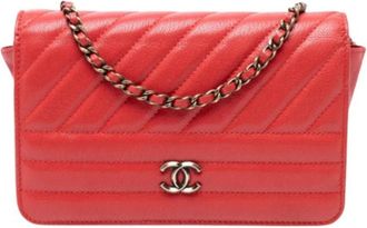 Chanel Pre-owned Portefeuille bandouli&egrave;re en cuir dagneau matelass&eacute; - Femme - Pre-owned - Rouge - Taille: ONE Size