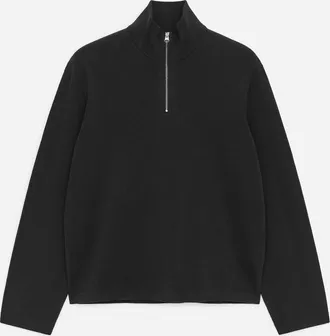 Arket Strickpullover Mit Kurzem Rei&szlig;verschluss -Schwarz