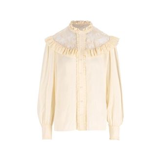 Chlo&eacute; Ruffled Lace-panel Shirt