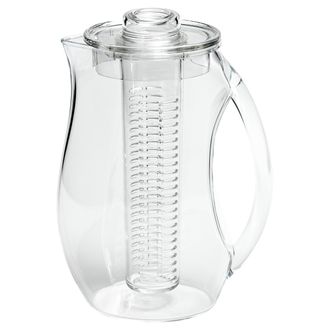 Grunwerg Acryl-Infusionskanne mit natürlichem Geschmack und herausnehmbarem Einsatz für frische Früchte, klar, 2 Liter, transparent, 27,5 x 15,5 x 15,5 cm