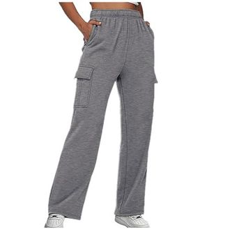 Generic Chaud Fourr&eacute; Pantalon Large Jogging Femme Cordon Taille Elastique Cargo Poches Hiver Ample Survetement Pantalons de Sport Detente Sweatpants n30