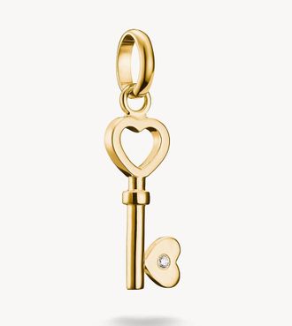 Thomas Sabo Connect - Vergoldeter Liebesschl&uuml;sselanh&auml;nger in Gelbgold und Wei&szlig;