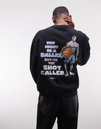 AND1 Respect the Game - Sweatshirt in Schwarz mit R&uuml;ckenprint