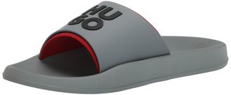 HUGO BOSS Herren Sandalen mit gestapeltem Logo, perlgrau, 39.5 EU