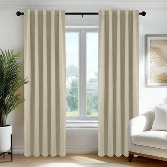 Deconovo Verdunkelungsvorh&auml;nge Blickdichte Gardinen mit Kr&auml;uselband Schlaufen Vorhang 3-in-1 Thermo Vorh&auml;nge gegen Hitze Curtains f&uuml;r Wohnzimmer Schlafzimmer, 