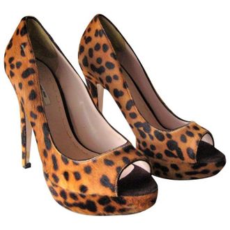 Miu Miu St Mini Leopard Peeptoe Pumps Size 37.5