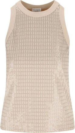 Brunello Cucinelli Femme, Tops, Beige, Taille: 42 FR D&eacute;bardeur en coton