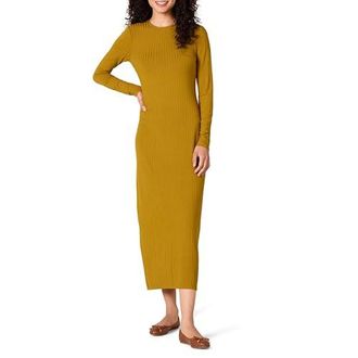 Amazon Essentials Robe à côte Large, Manches Longues et Dos Nu Femme, Brun, XXL