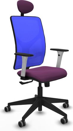 Piqueras y Crespo Stuhl mit Lendenwirbel- und Nackenst&uuml;tze, mit wei&szlig;en und schwarzen Armlehnen und festem Kopfteil, ausgestattet mit 3 Positionen und Schneideschaum, Bl