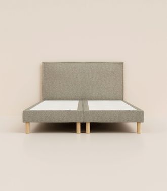 Tediber Lit tapissier 140x190 cm - Gris - Bibloc - Avec t&ecirc;te de lit - Bois responsable - Qualit&eacute; h&ocirc;teli&egrave;re - Fait en France et en Belgique - Tediber