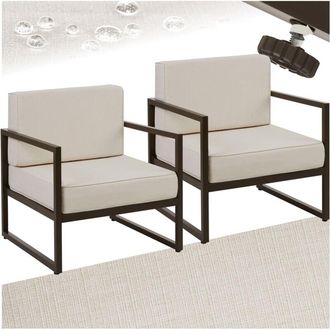 TecTake Tectake - Fauteuil de jardin &eacute;paisseur du coussin de lassise 14 cm structure en acier rev&ecirc;tu par poudre