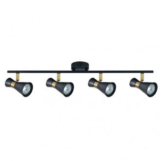 Fabrilamp Fabrilamp - akunadecor Bandeau lumineux pour salle de bain De 4 lumi&egrave;res Mod&egrave;le Maximo Cuir noir