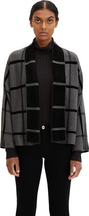 Tom Tailor Damen Oversized Cardigan mit Karomuster 1034469, 30942 - Grey Knit Check Design, XS