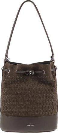 Zanellato Beuteltaschen - Monda Leather Bucket Bag With Woven Texture - Gr. unisize - in Grau - f&uuml;r Damen