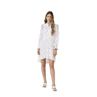 Suncoo Wei&szlig;es Kleid mit blauem Saum - - Dresses - Damen - Wei&szlig; - M