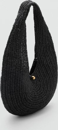 Mango Ovale Schultertasche aus Naturfaser schwarz - Damen - Einheitsgröße - MANGO