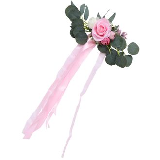 Hemobllo Simulierte Stuhllehnenblume Rosa Pflegeleichte Hochzeits Blumendekoration K&uuml;nstliche Seidenblume f&uuml;r Stuhl und Wanddekor bei Festen