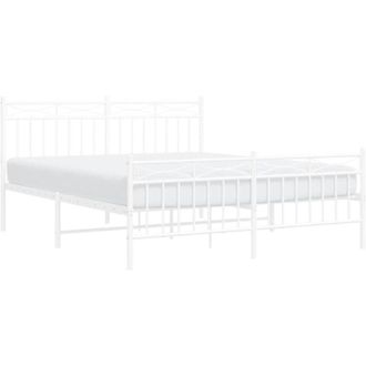 vidaXL Bettgestell mit Kopf- und Fu&szlig;teil Metall Wei&szlig; 150x200 cm Vidaxl