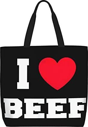 Generic Sac De Courses JAdore Le Boeuf Sac &Agrave; Provisions En Toile Lavables Pliable Sacs En Toile Pour Femmes, Pour Voyage, Tous Les Jours, Femmes, Shopping