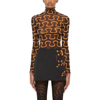 Pucci Onda Print High-Neck Tulle Top - - Tops - Damen - Mehrfarbig - XS
