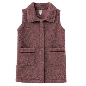 Generico Manteau dhiver ample sans manches pour femme en laine pour maman dâge moyen, Vin, XXL