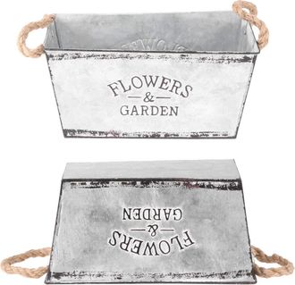 BESPORTBLE Zinkwanne Gro&szlig; wasserdicht 22,5 x 16 cm Garten Vintage Bauernhaus Vase Rustikaler Landhausstil Wanne zum bepflanzen Pflanzk&uuml;bel Pflanztopf