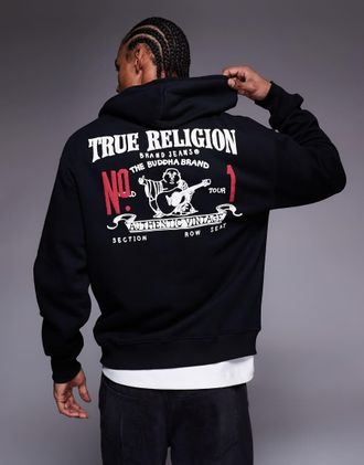 True Religion Kapuzenjacke in Schwarz mit Rei&szlig;verschluss und Logo