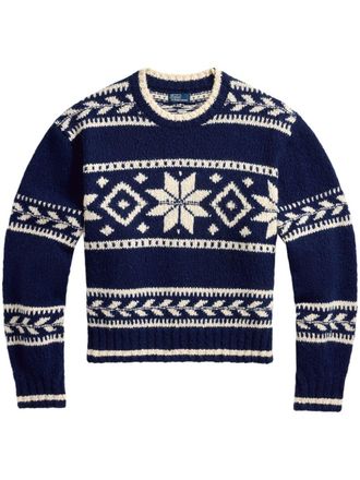 Polo Ralph Lauren pull &agrave; motif en jacquard - Bleu