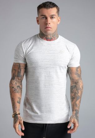 Siksilk Herren Wei&szlig;es Melange T-Shirt XXL