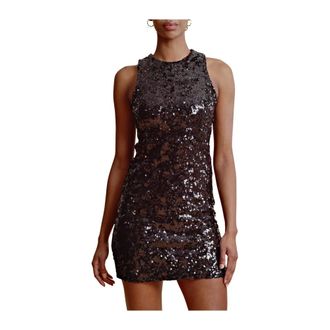 By Ti Mo BY Timo, Femme, Robes, Noir, Taille: 38 FR Robe Mini sans Manches à Paillettes