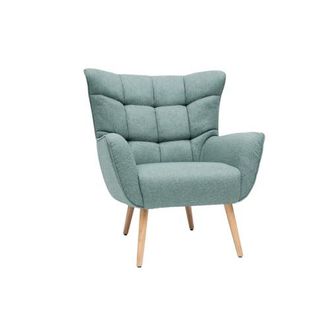 Miliboo Fauteuil scandinave en Tissu Vert de Gris et Bois Clair Avery